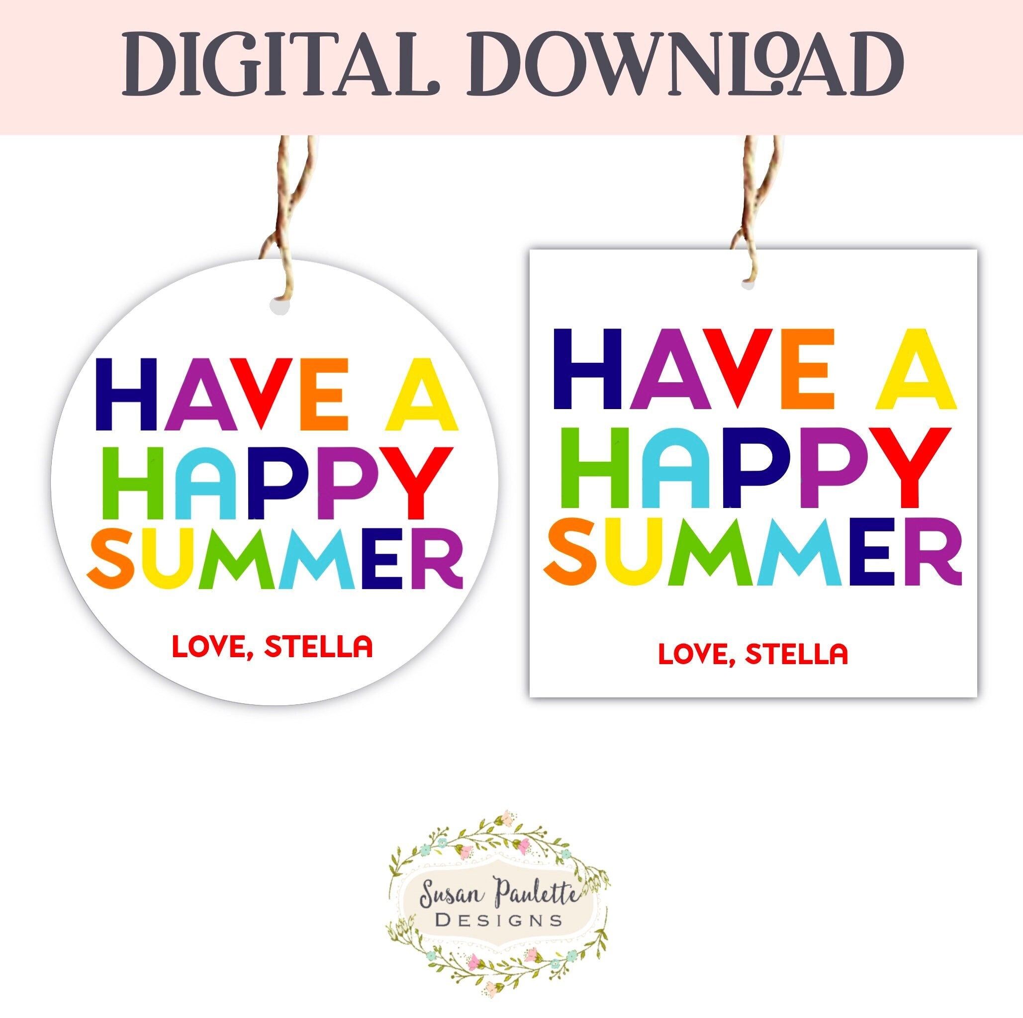 End of Year Gift Tags, Teacher Last Day of School Treat Labels, Thank ...