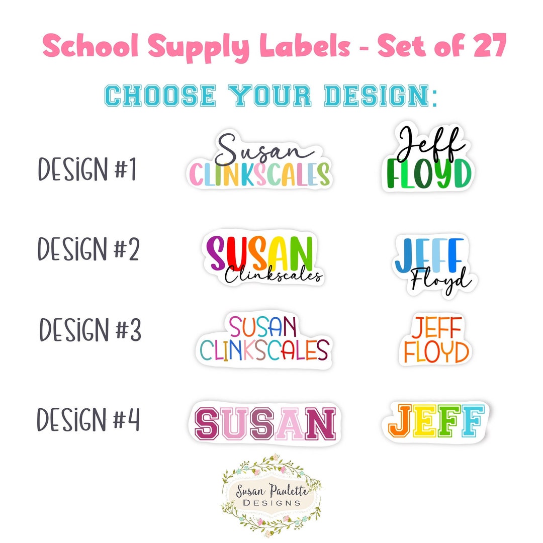 School Supply Labels, Back to School Matte Sticker Sheet for Kids and ...
