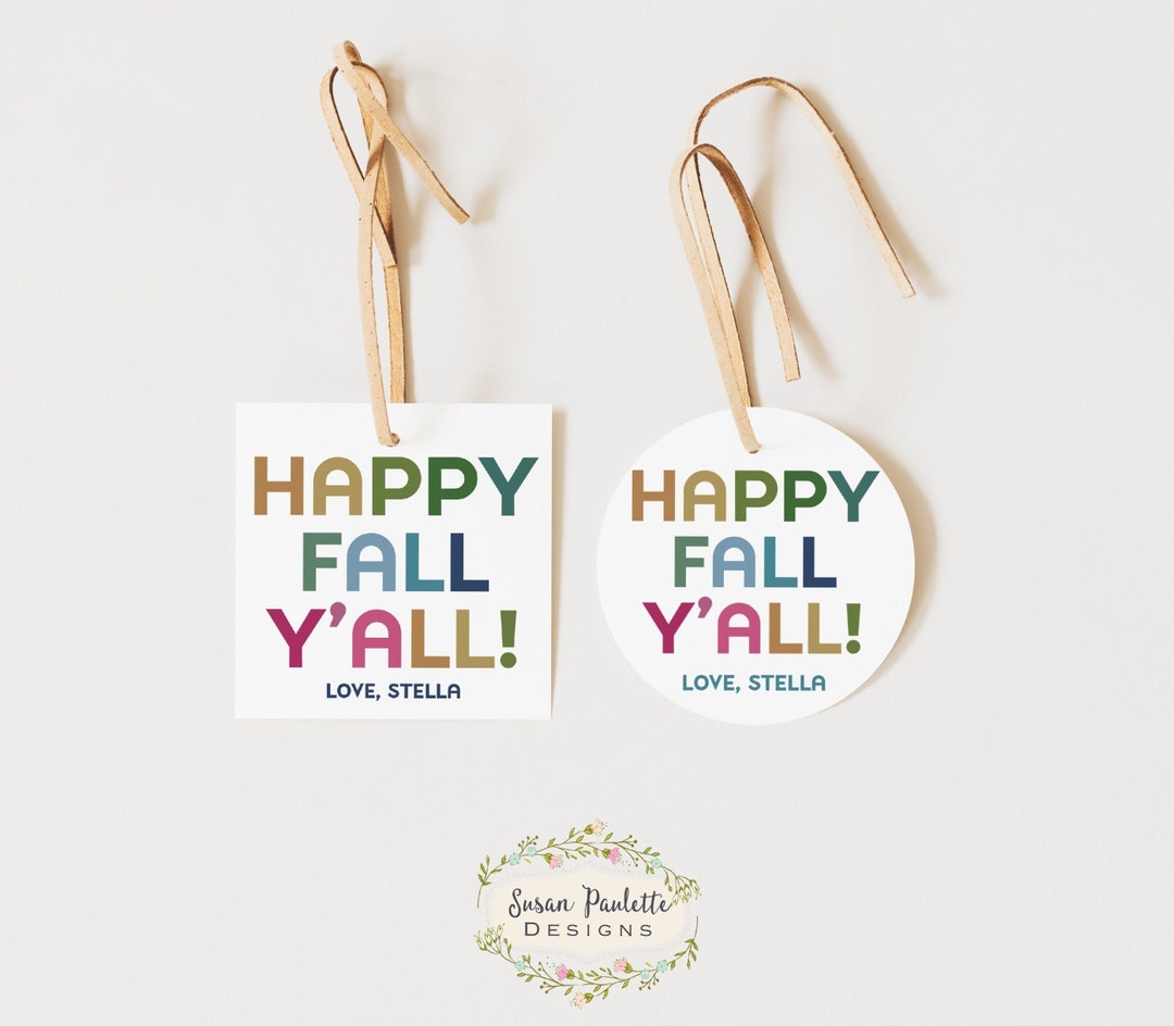 Happy Fall Y’all Gift Tags, Autumn Friendsgiving Tag Set, Thanksgiving ...