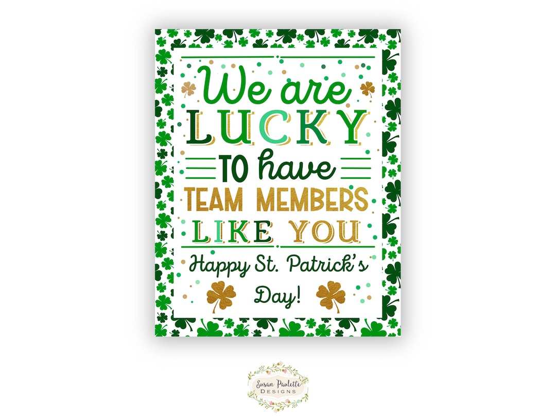 Team Member Staff St Patrick’s Day Sign 8x10 Employee Appreciation Day ...