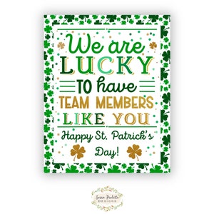 Team Member Staff St Patrick’s Day Sign 8x10 Employee Appreciation Day ...