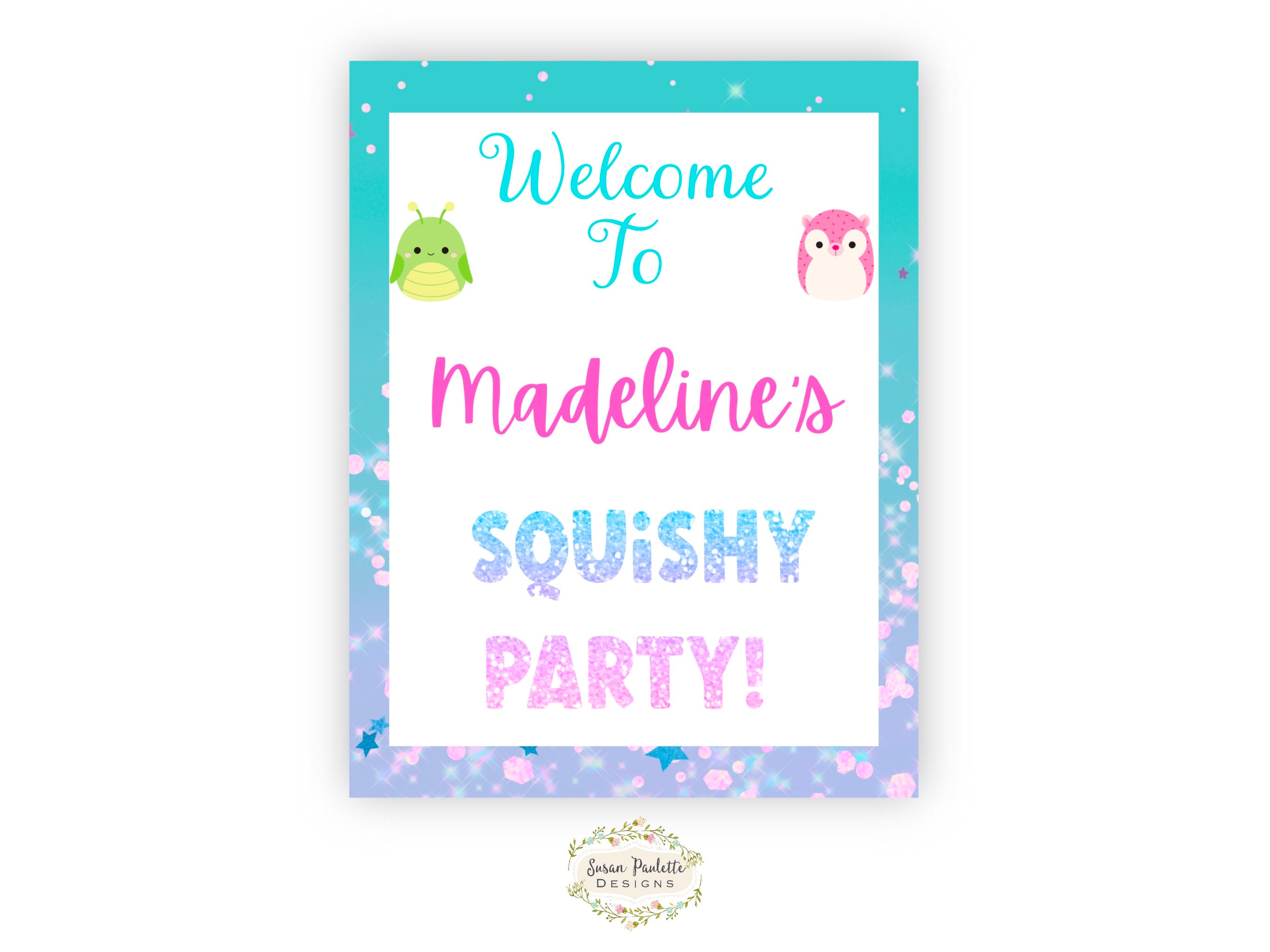Sparkle Squishy Birthday Party Welcome Sign for Squishy Bday - Etsy