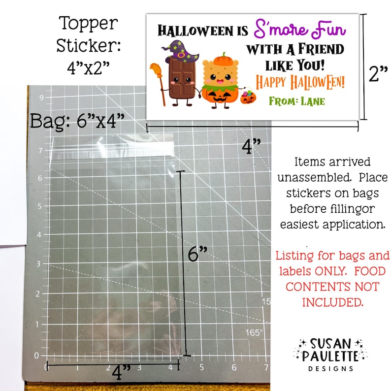 Printed S'more Halloween Treat Tags and Bags, Smore Party Favors for ...