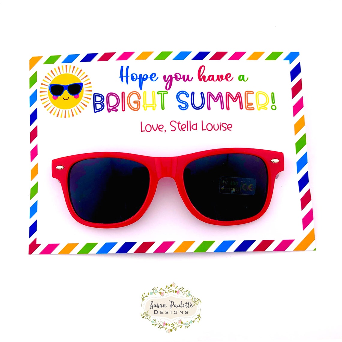 Kids Sunglass Favor Digital Tag, End of Year Gift, Last Day of School ...