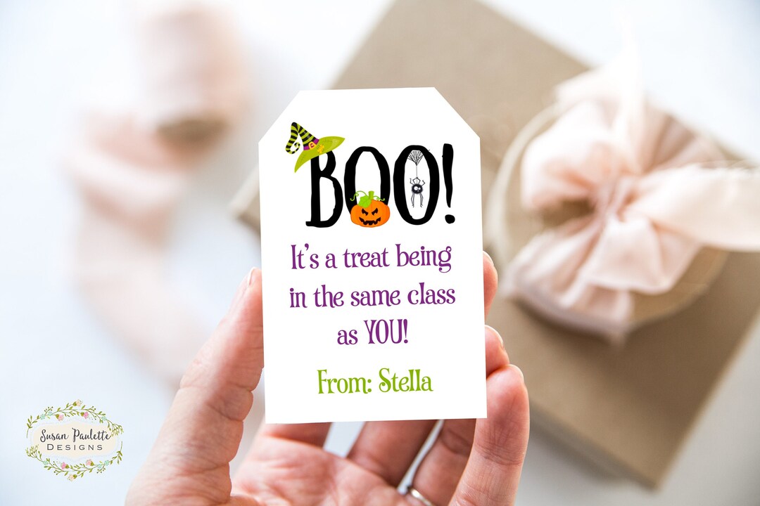 Printable Halloween Tags, Classroom Halloween Party Favor Gift Tag ...