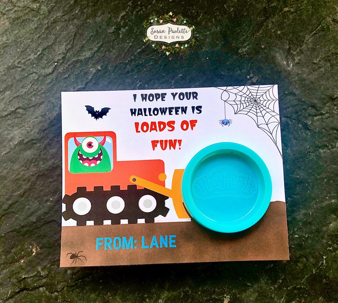 Halloween Play Dough Tag, Monster Construction Loader Classroom Party ...