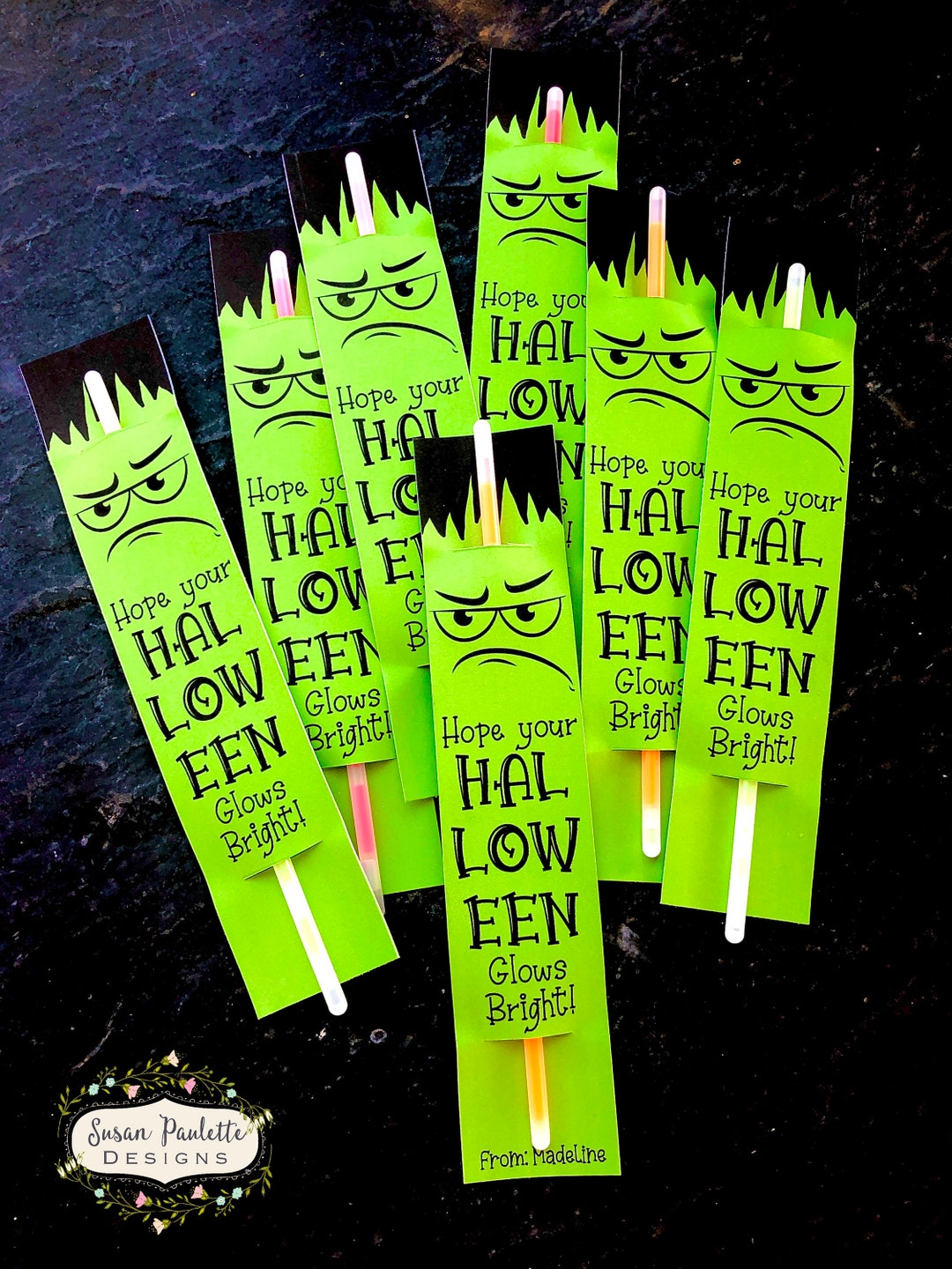 Halloween Glow Stick Frankenstein Tag, Monster Classroom Halloween ...