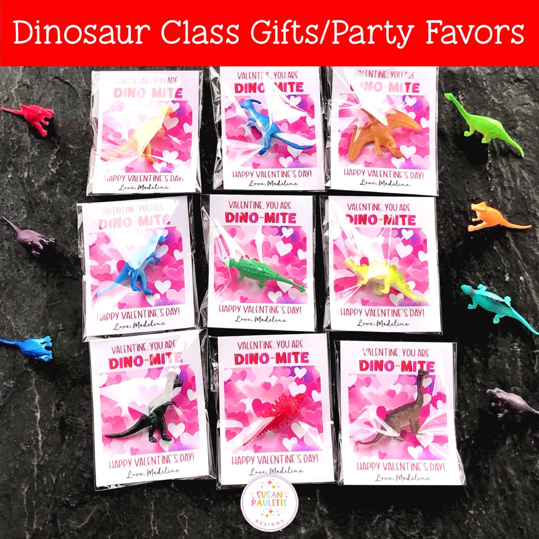 Dino-mite Valentine Party Favors, Pink Pastel Dinosaur Toy, Gifts for ...