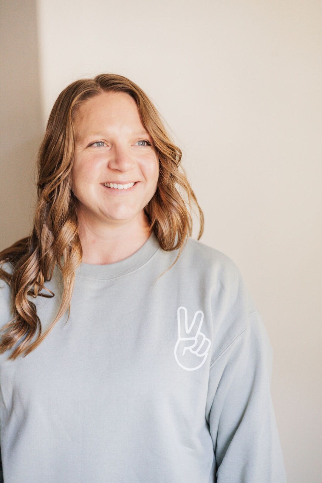 Peace Sign Language Minimal Sage Green Oversized Sweatshirt - Etsy