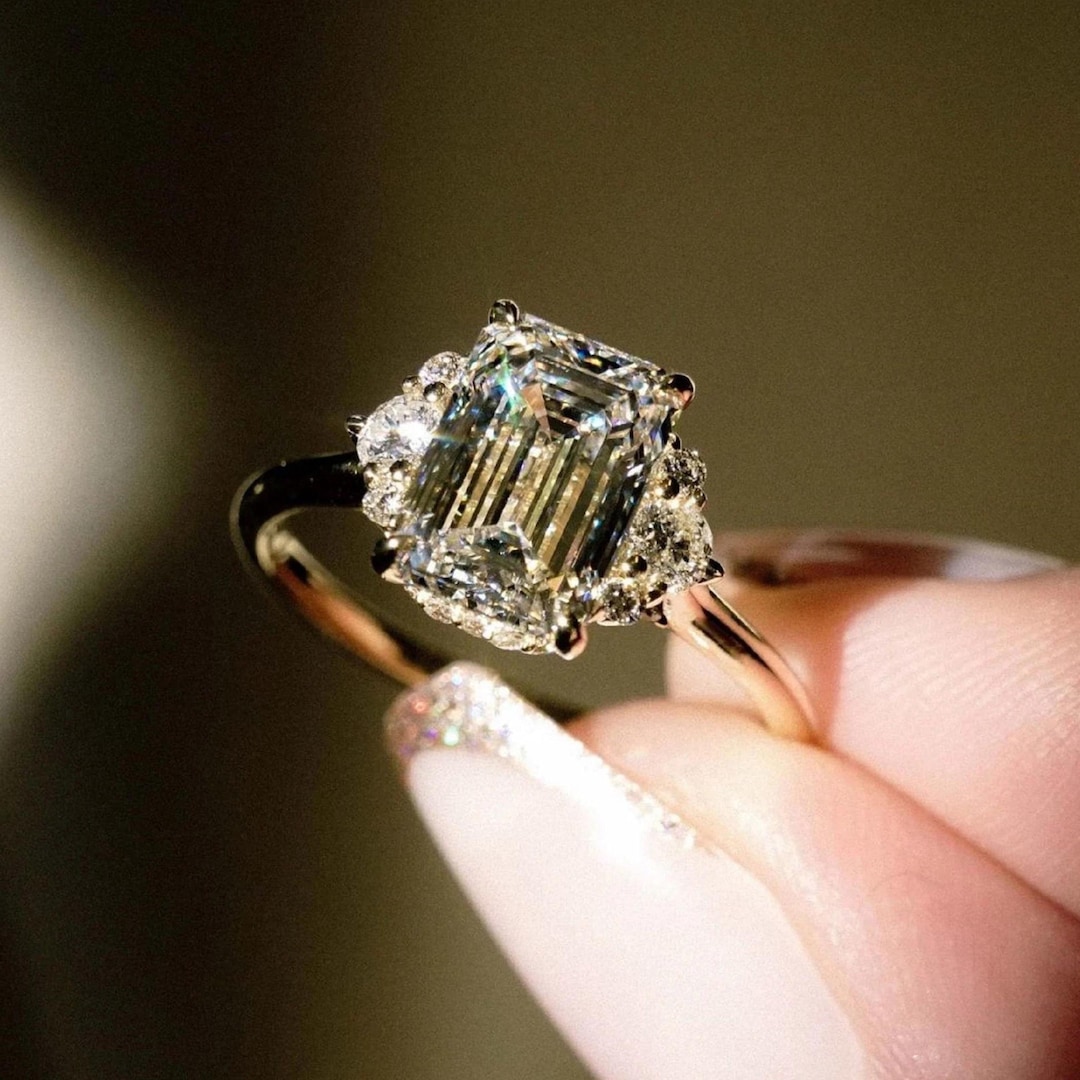 Marvellous!! Emerald Cut Moissanite Ring • Genuine Solid Gold ...