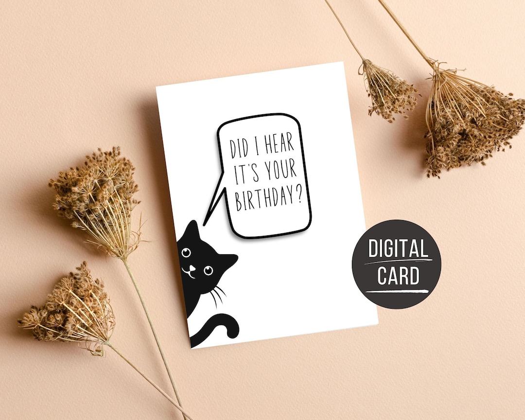 Funny Cat Lover Birthday Printable Card,downloadable Cute Animal Meme ...