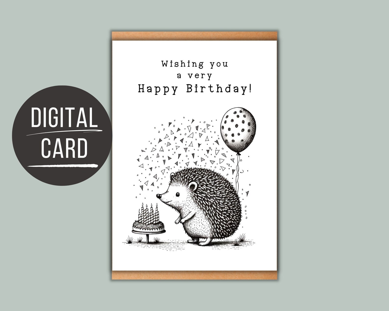Printable Cute Hedgehog Birthday Card, Funny Printable Animal Birthday ...