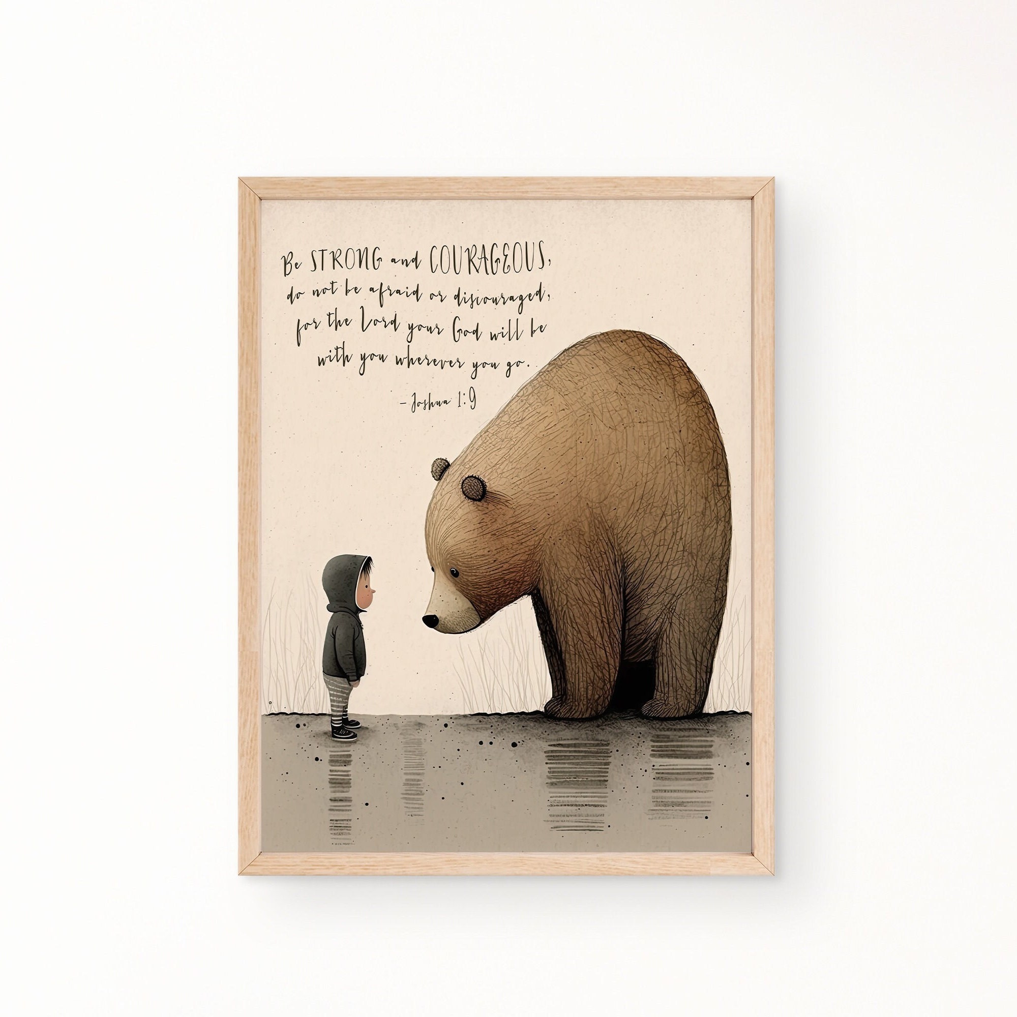 Kid's Bible Verse,woodland Bear Nursery Decor DIGITAL Download,joshua 1 ...