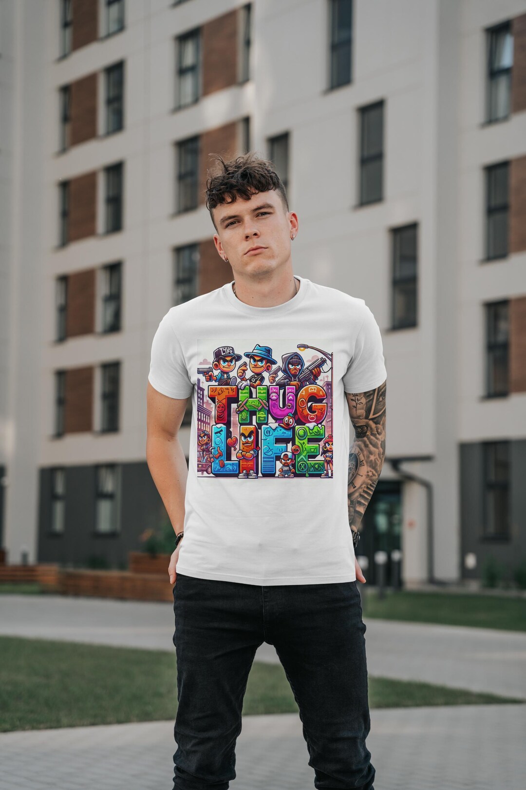 Cartoon Thug Life Illustration PNG Urban Graffiti Art Print Digital ...