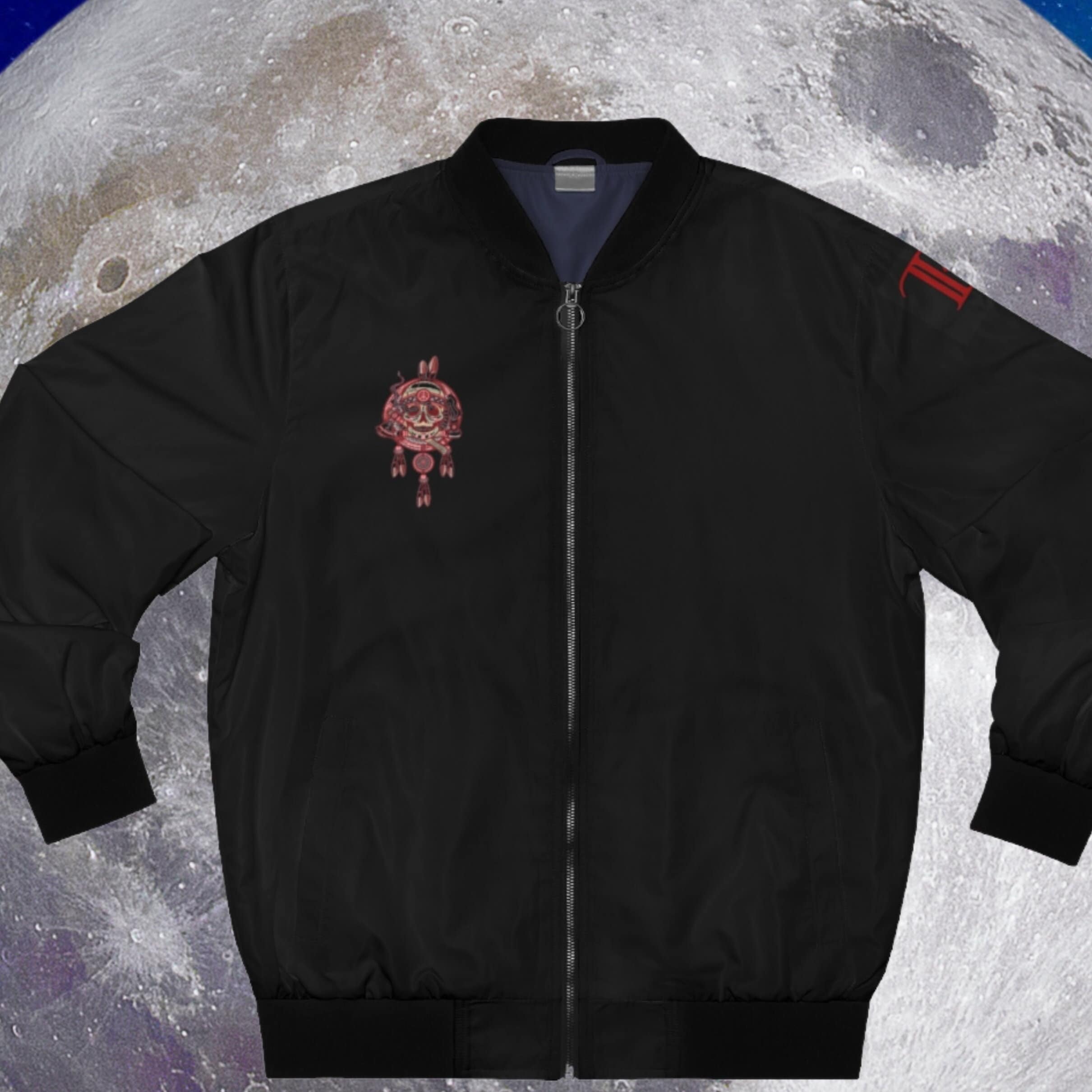 Men's Black Bomber Jacket, Native American Zip up Jacket, Mens Sport ...