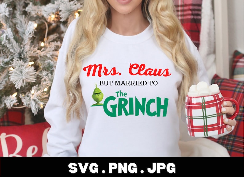 Mrs Claus but Married to the Grinch PNG Transparent Background File - Etsy