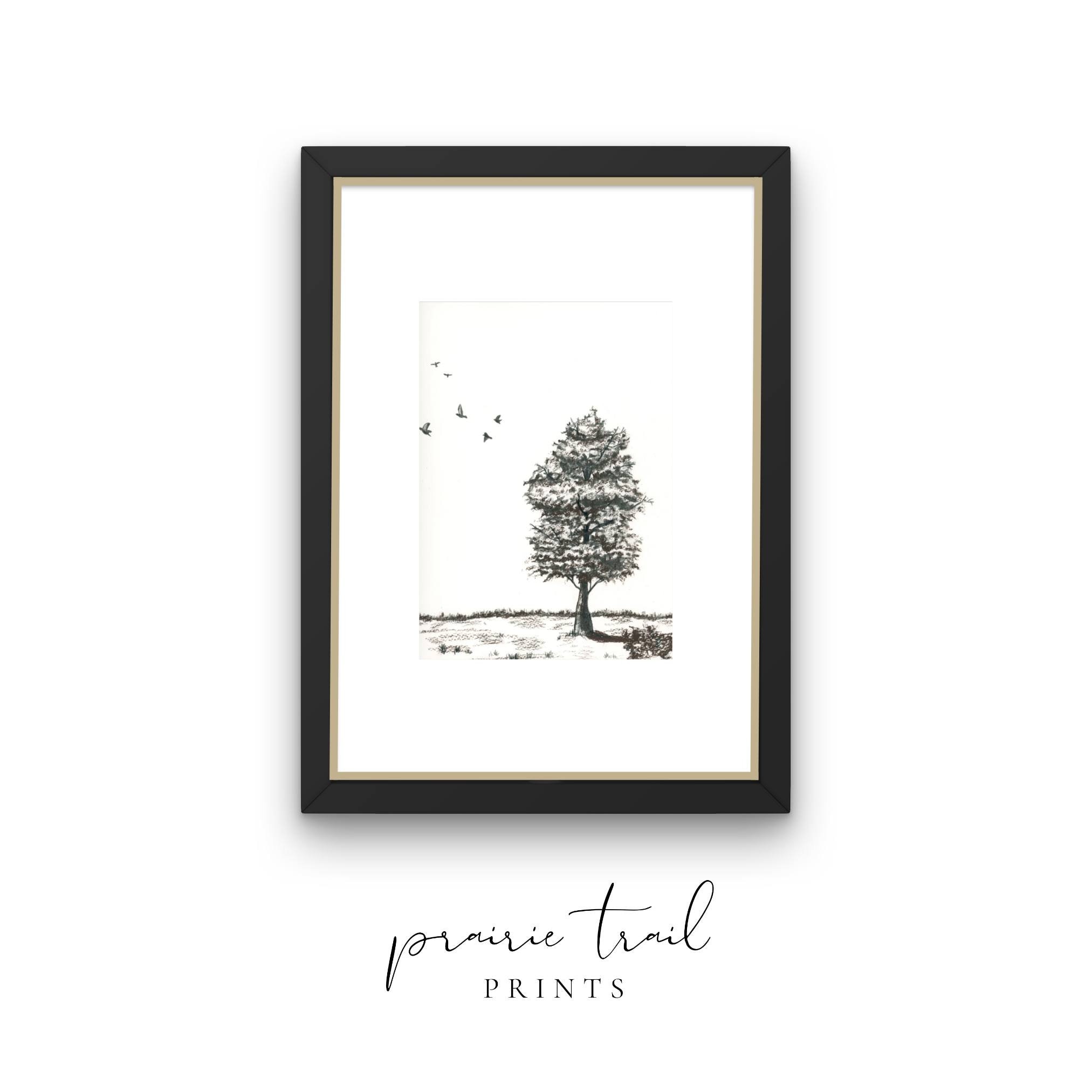 Tree SKETCH Printable, 'lone Tree', Tree Digital Download, Digital Art ...