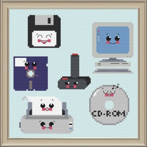 Kawaii Mini Retro Computer Cross Stitch Pattern PDF - Etsy