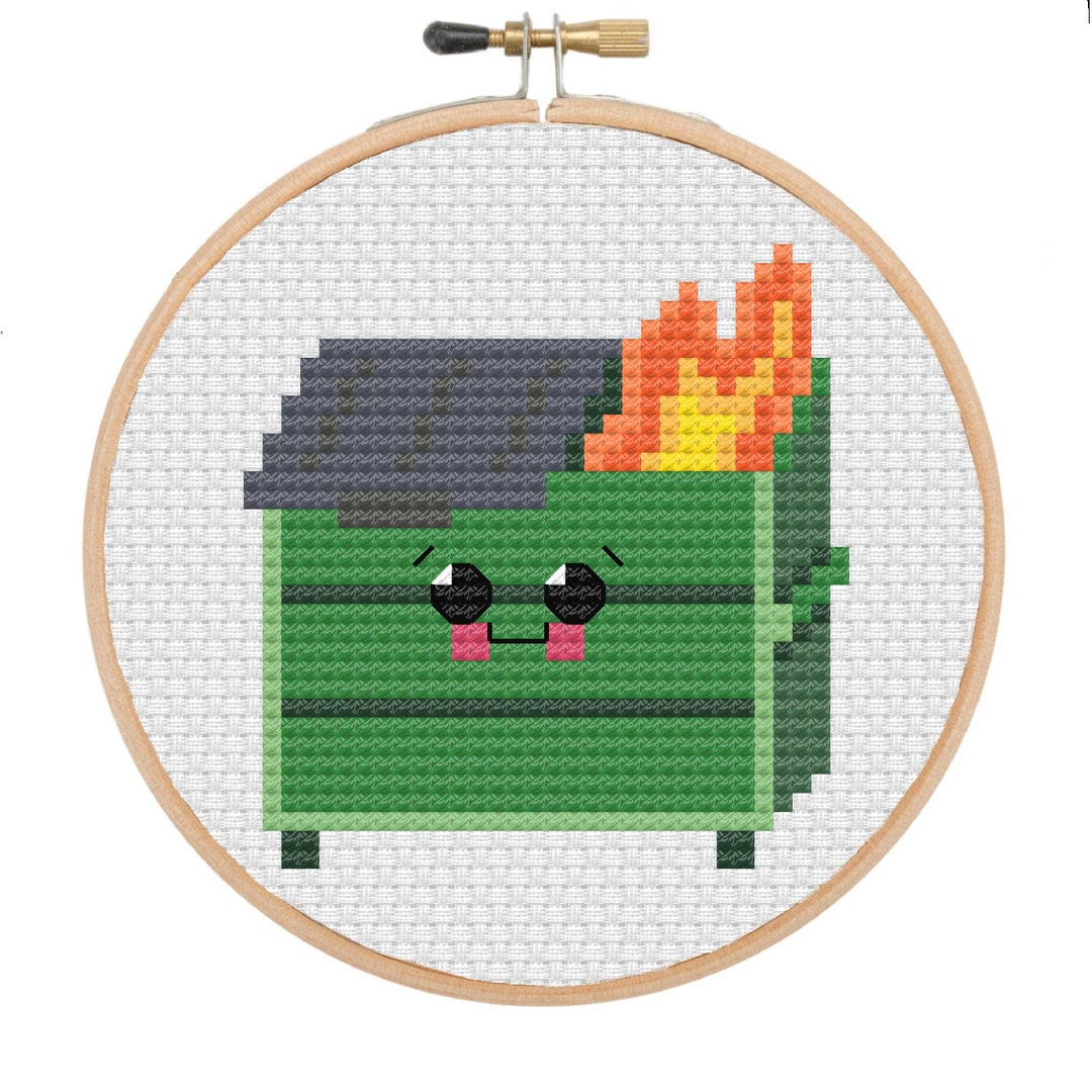 Mini Kawaii Dumpster Fire Cross Stitch Pattern PDF - Etsy