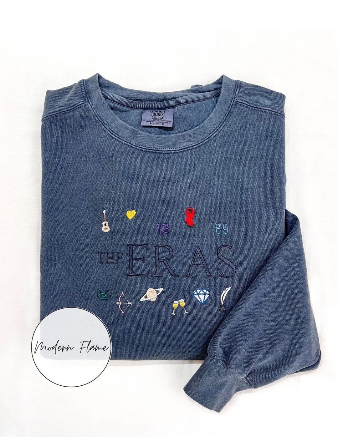 Embroidered Eras Blue Sweatshirt, Crew Neck, Eras Outfit, Valentines ...