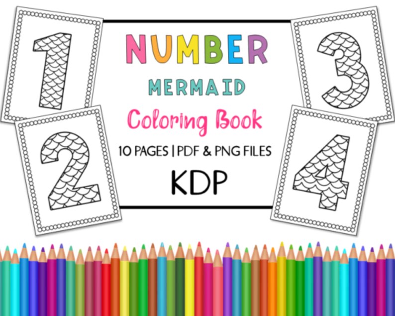Counting Mermaid Theme Coloring Pages 8.5x11 PDF 10 Pages - Etsy