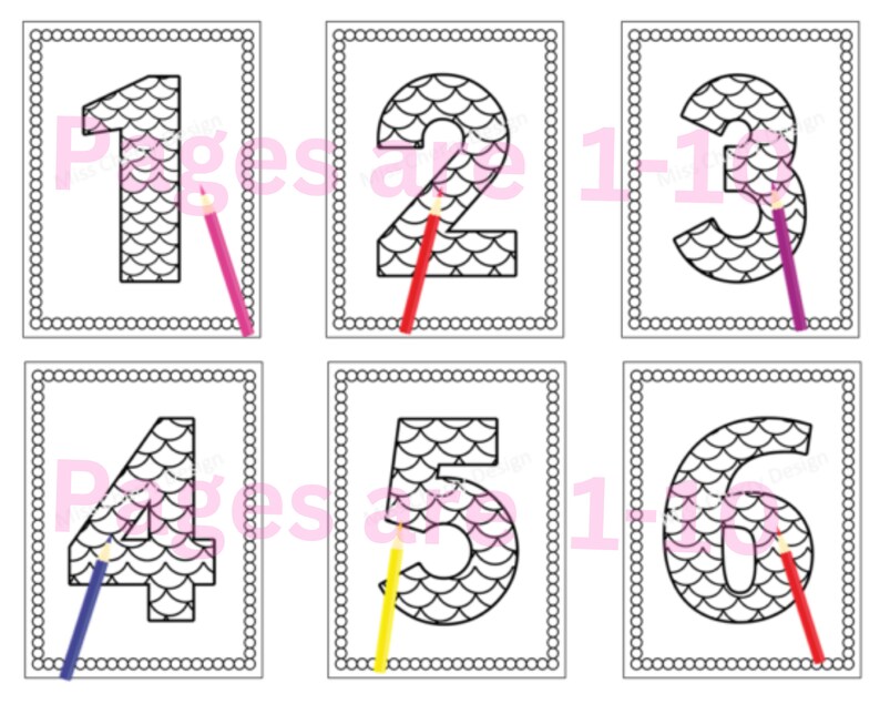 Counting Mermaid Theme Coloring Pages 8.5x11 PDF 10 Pages - Etsy