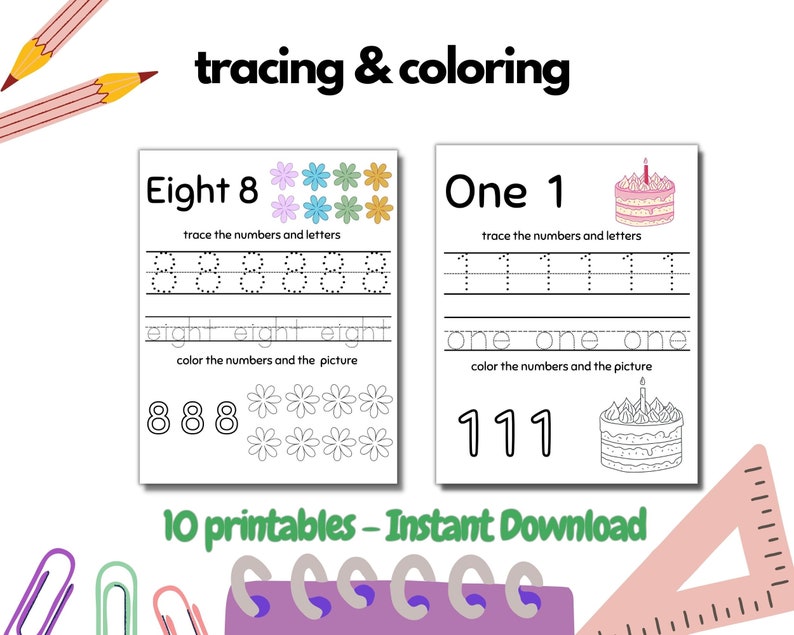 10 Numbers Worksheets for Toddlers | Numbers Tracing, Counting ...