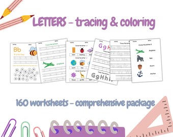 Alphabet Tracing Worksheets 26 Pages Digital Downloads Kids - Etsy