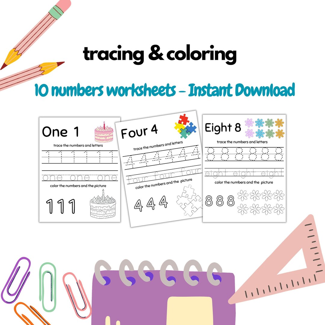 10 Numbers Worksheets for Toddlers | Numbers Tracing, Counting ...