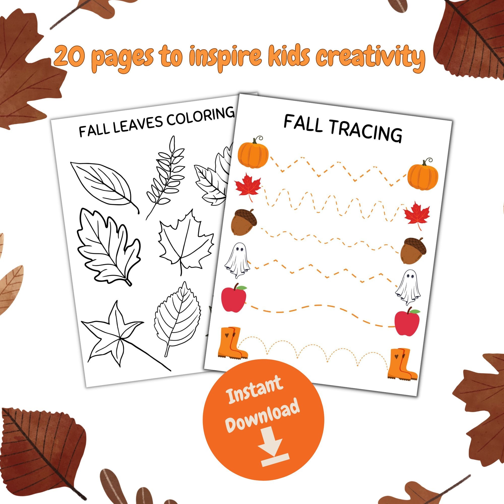 20 Fall Themed Kids Worksheets Coloring Counting Addition - Etsy