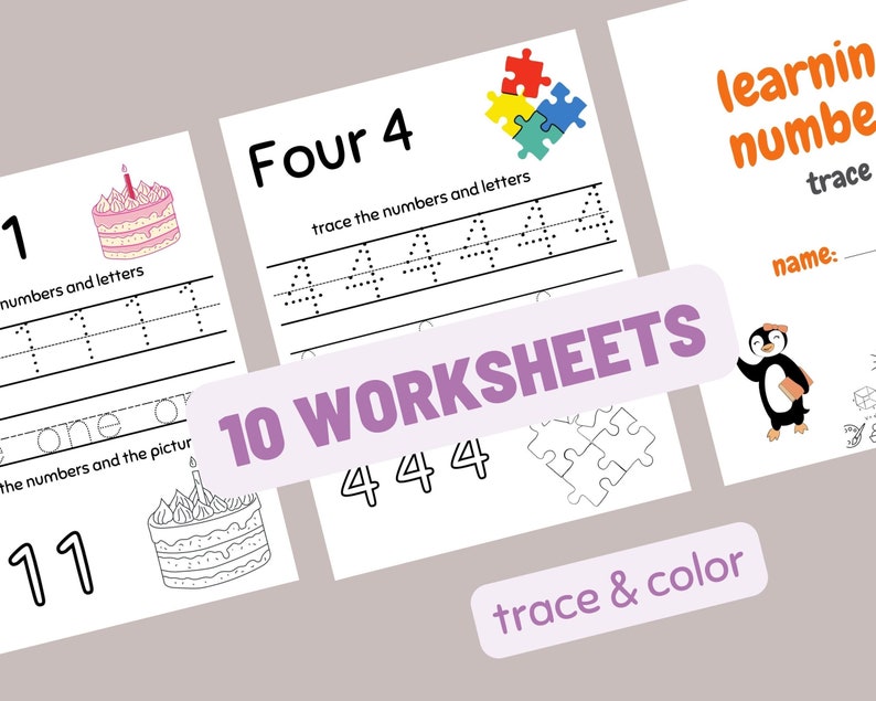 10 Numbers Worksheets for Toddlers | Numbers Tracing, Counting ...