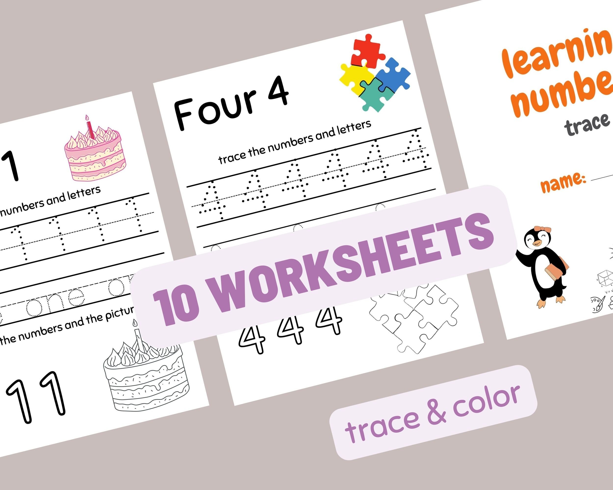 10 Numbers Worksheets for Toddlers | Numbers Tracing, Counting ...