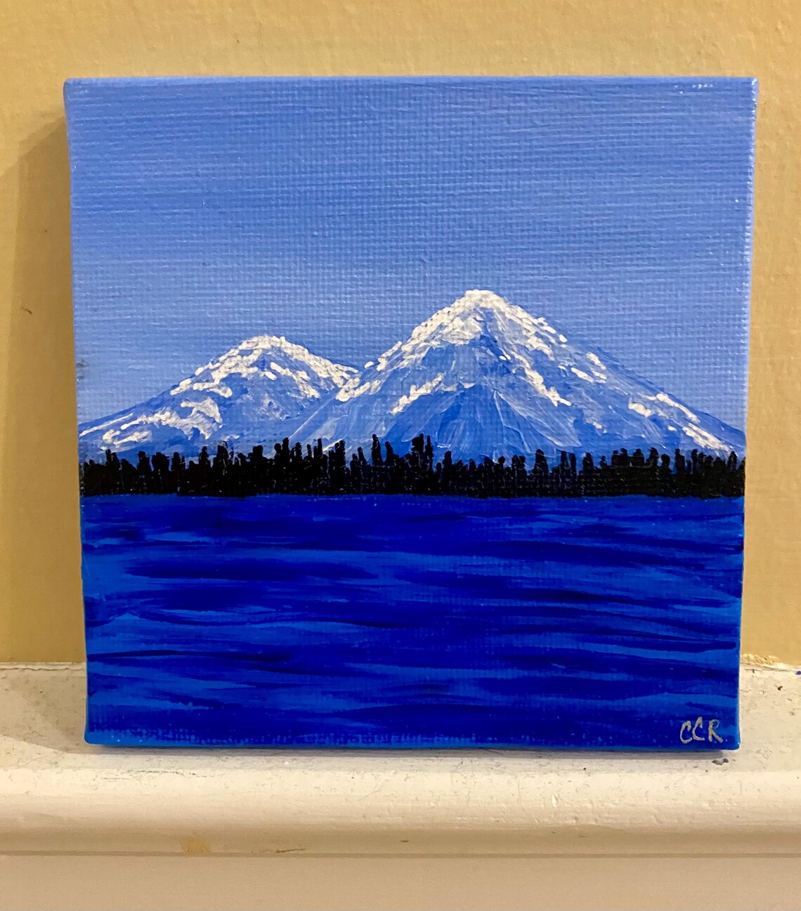Mini Lake Mountain Painting - Etsy