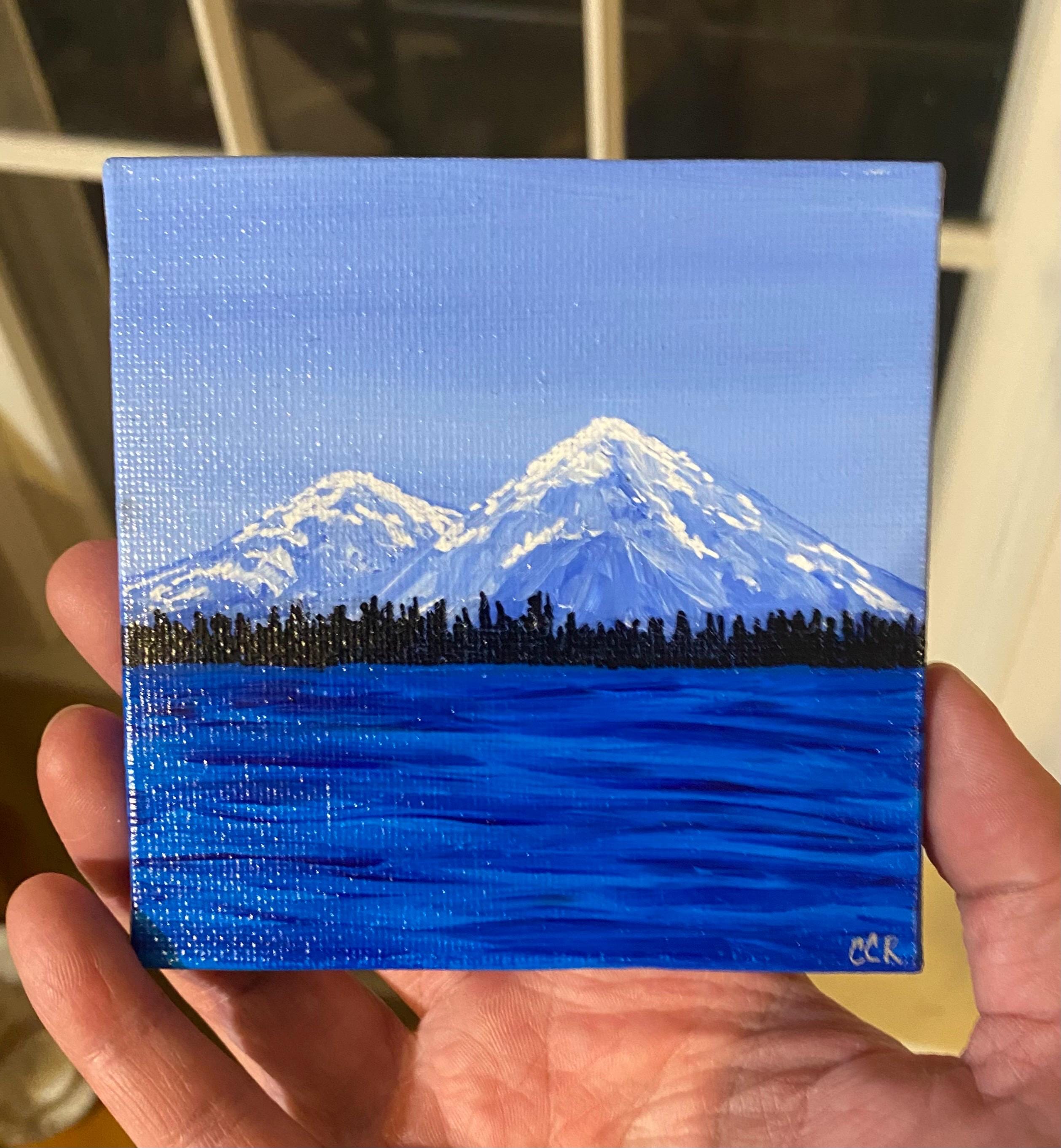 Mini Lake Mountain Painting - Etsy
