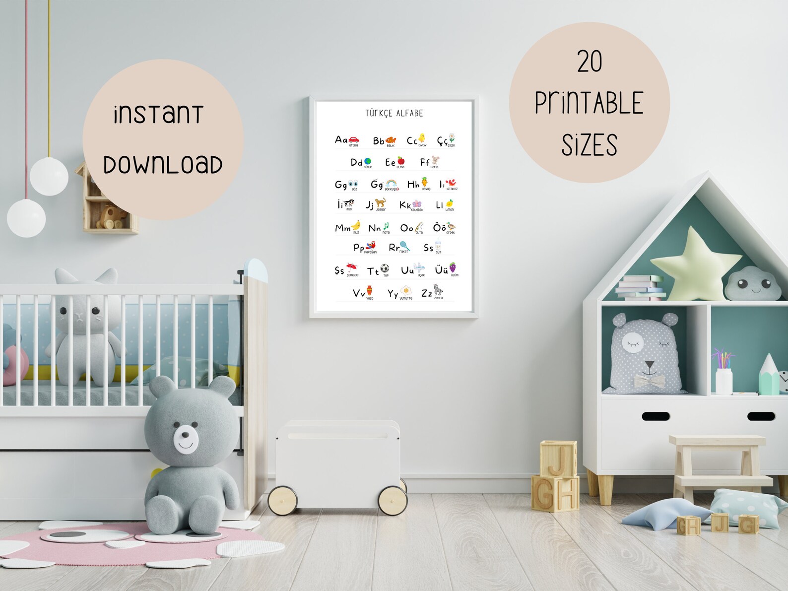 Turkish Alphabet Poster: Türkçe Alfabe, Educational Print (digital ...