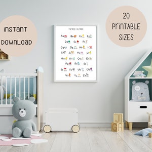 Turkish Alphabet Poster: Türkçe Alfabe, Educational Print (digital ...