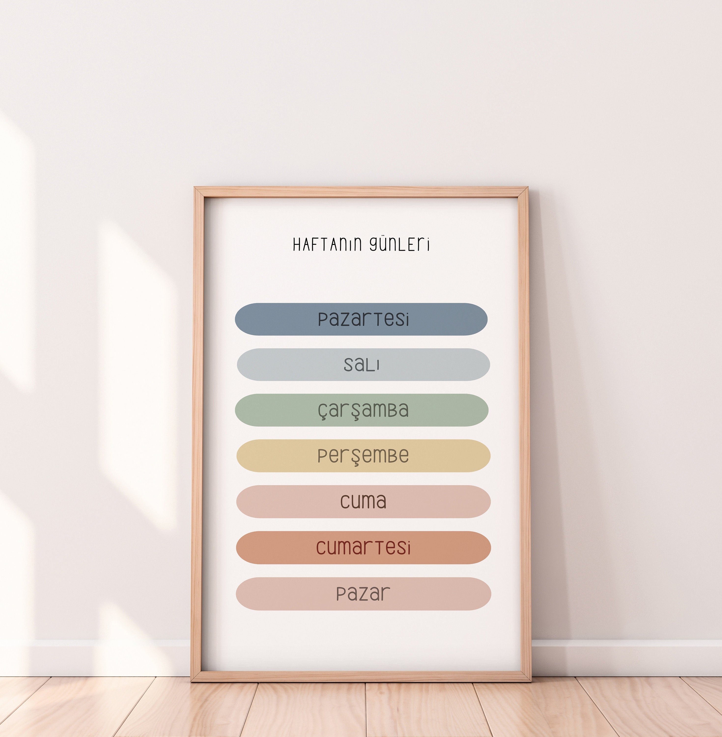 Educational Poster, Learn Turkish, Days, Haftanın Günleri, Eğitim ...