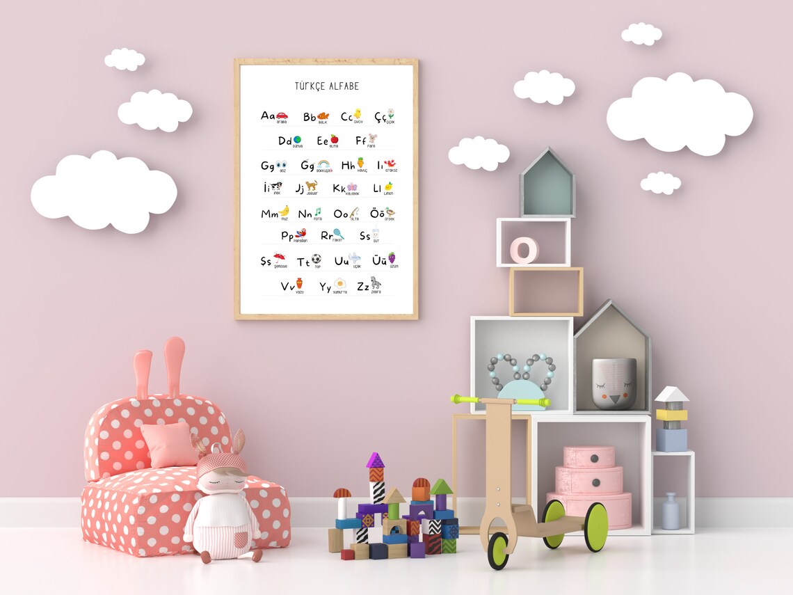 Turkish Alphabet, Türkçe Alfabe, Alphabet Design, Resimli Alfabe ...