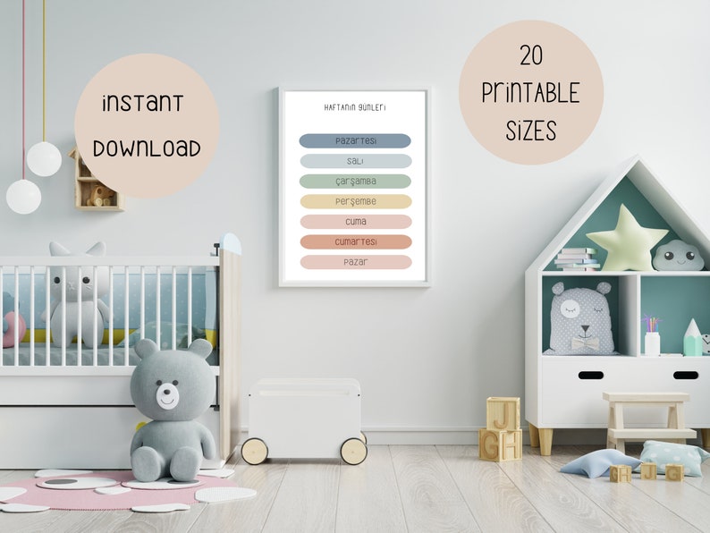 Educational Poster, Learn Turkish, Days, Haftanın Günleri, Eğitim ...