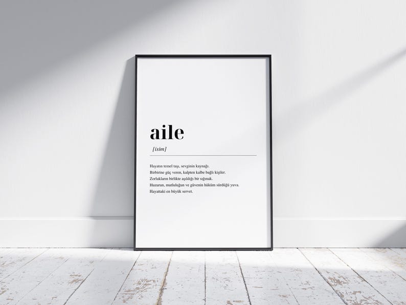 Aile Definition Print: Turkish Family Gift (digital Product) - Etsy