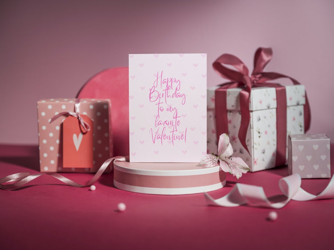 Printable Happy Birthday Valentine's Day Foldable Card - Etsy