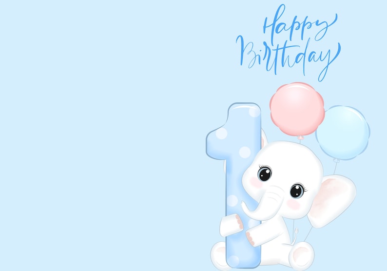 1st Birthday Blue Printable Card - Etsy