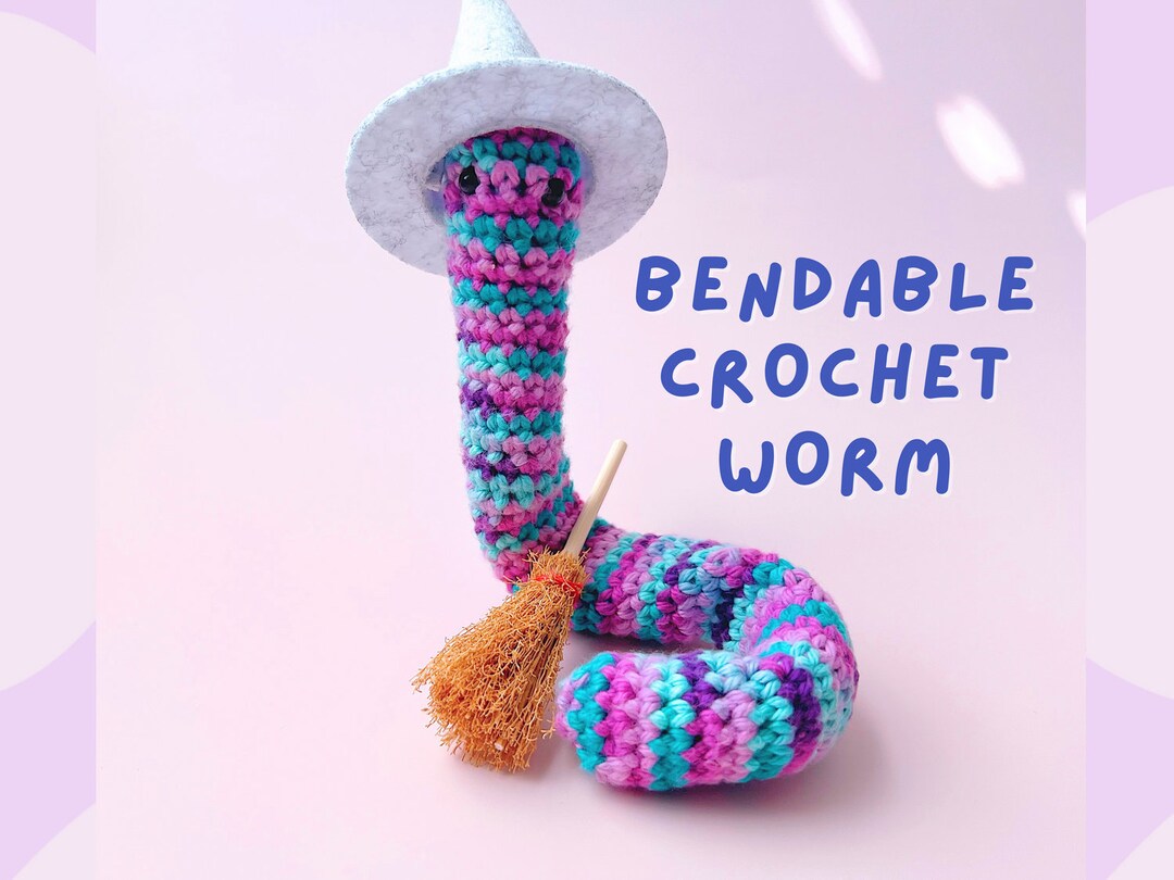 Crochet Worm With Accessories, Bendable Worm Plush With Add Ons and ...