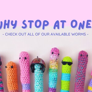 Crochet Worm Toy, Bendable Worm Plush With Accessories and Adoption ...