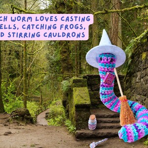 Crochet Worm Witch With Extras, Bendable Plushie With Accessories and ...