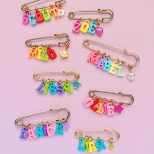 Custom Name Pin, Heavy Duty Gold Safety Pin, Personalized Brooch ...