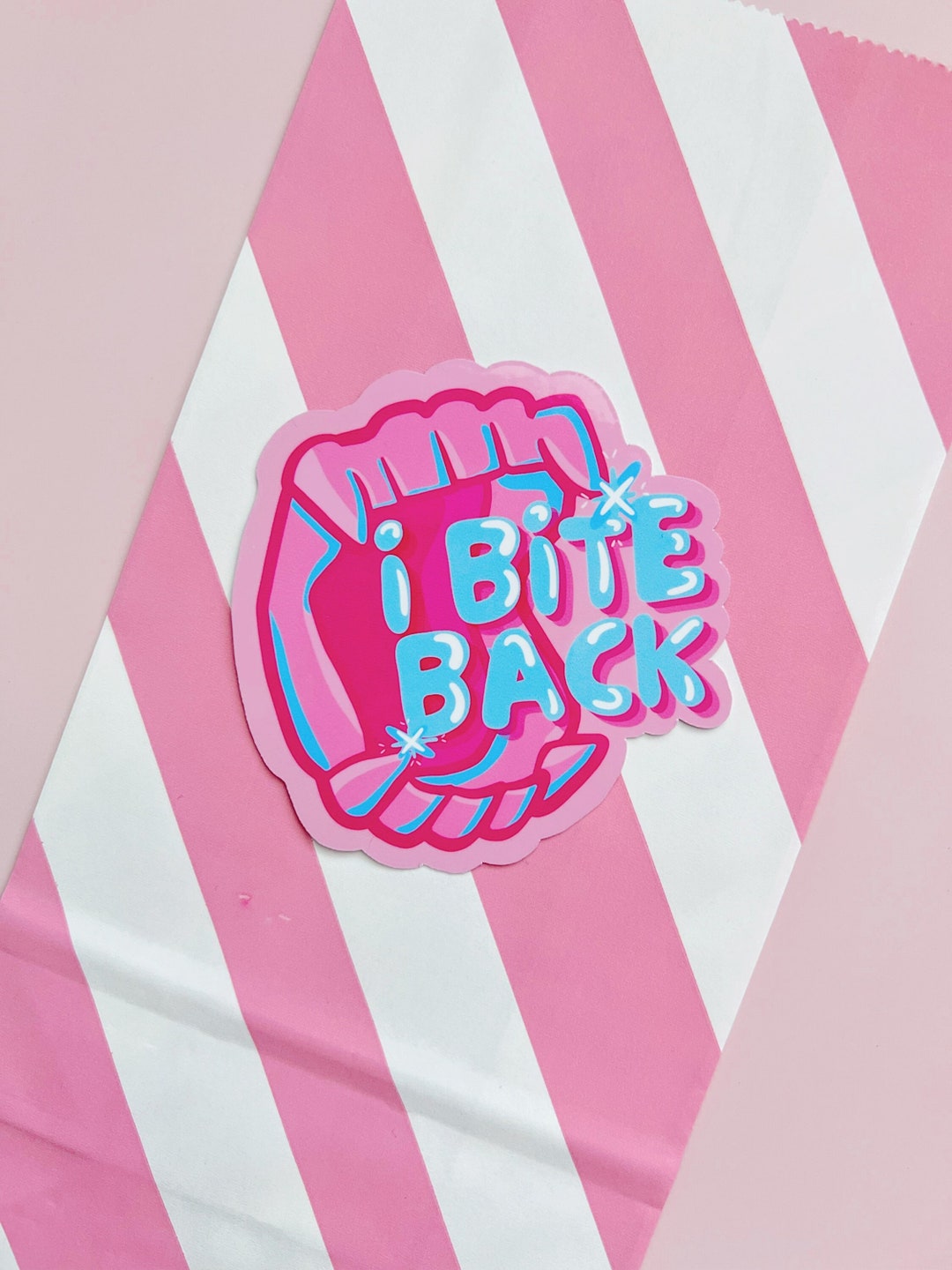 Bite Back Sticker, Funny Sticker, Vampire Teeth Sticker, Pastel Goth, Water Resistant Vinyl ...