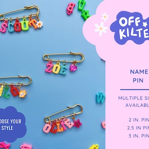 Custom Name Pin, Heavy Duty Gold Safety Pin, Personalized Brooch ...