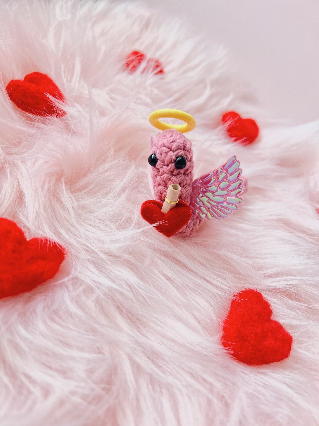 Crochet Worm, Cute Valentines Gift, Valentines Day Worm Plush With ...