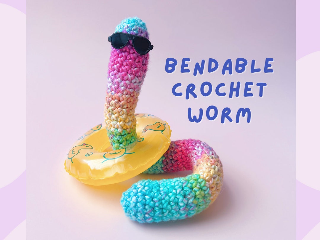 Crochet Worm Toy, Bendable Worm Plush With Accessories and Adoption ...
